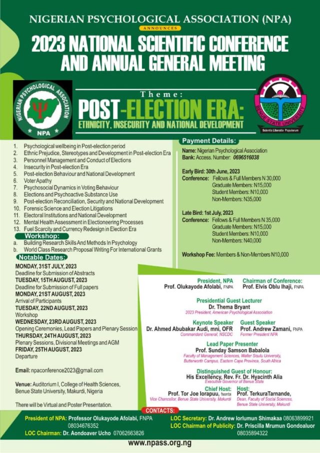 2023 National Scientific Conference and Annual General Meeting ...